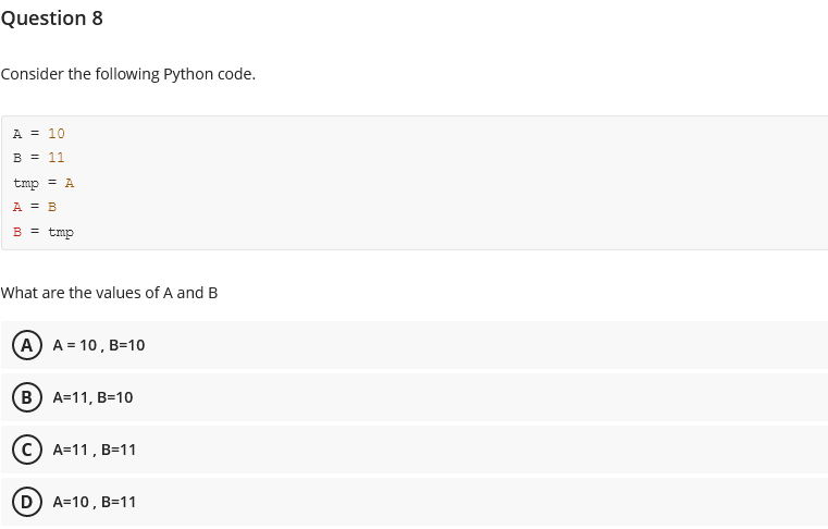 Solved Question 8 Consider The Following Python Code A 10
