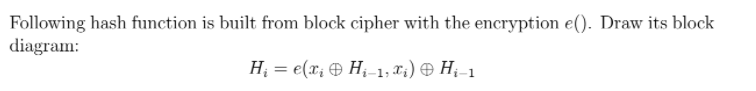 Solved Following hash function is built from block cipher | Chegg.com