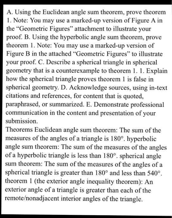 Solved A. Using the Euclidean angle sum theorem, prove | Chegg.com