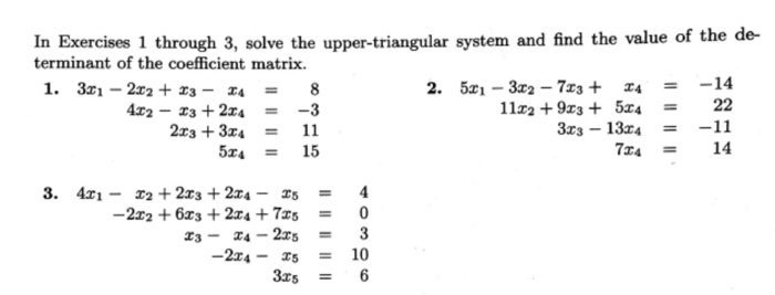 Solved In Exercises 1 through 3, solve the upper-triangular | Chegg.com