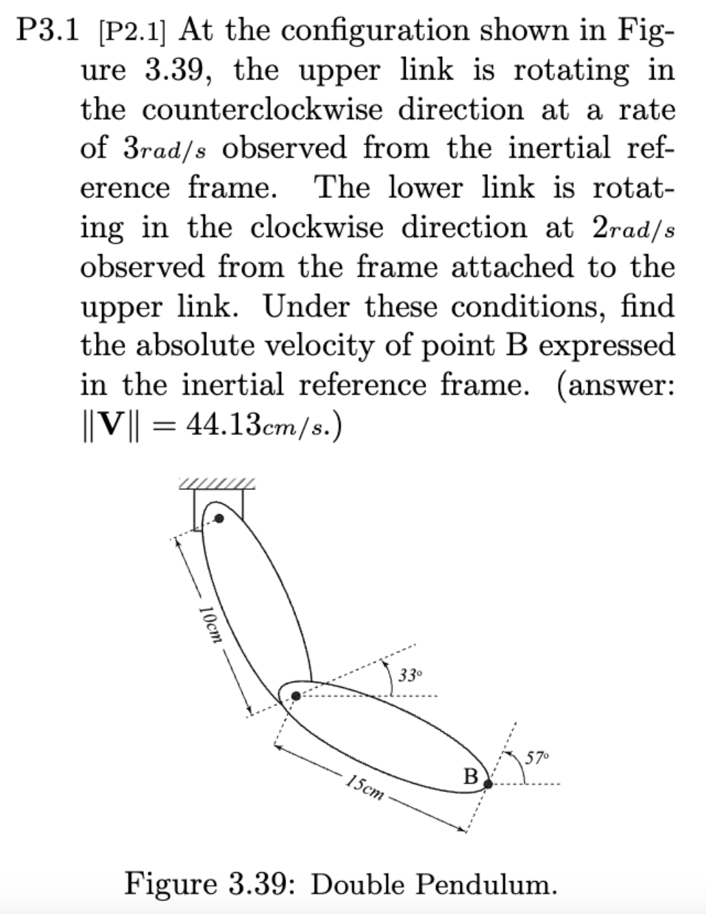 Solved P3.1 [P2.1] ﻿At the configuration shown in Fig-ure | Chegg.com