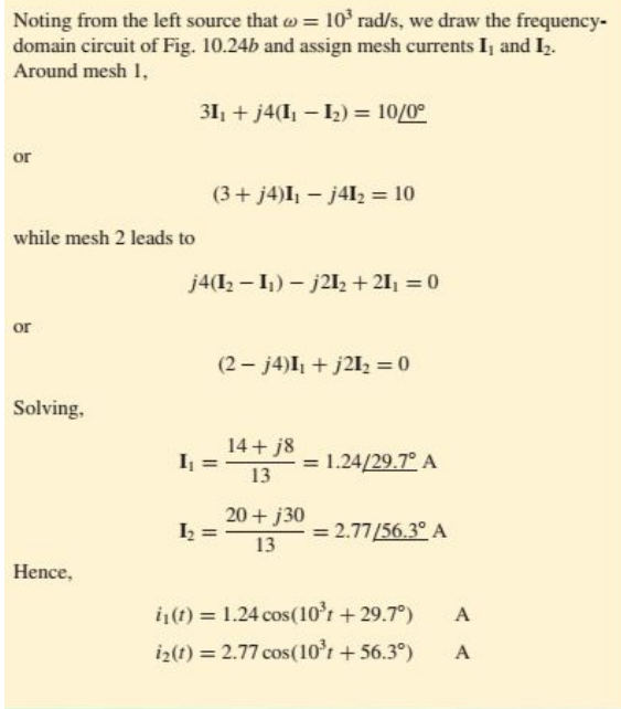Solved Having trouble solving the system to get I1 and I2. | Chegg.com