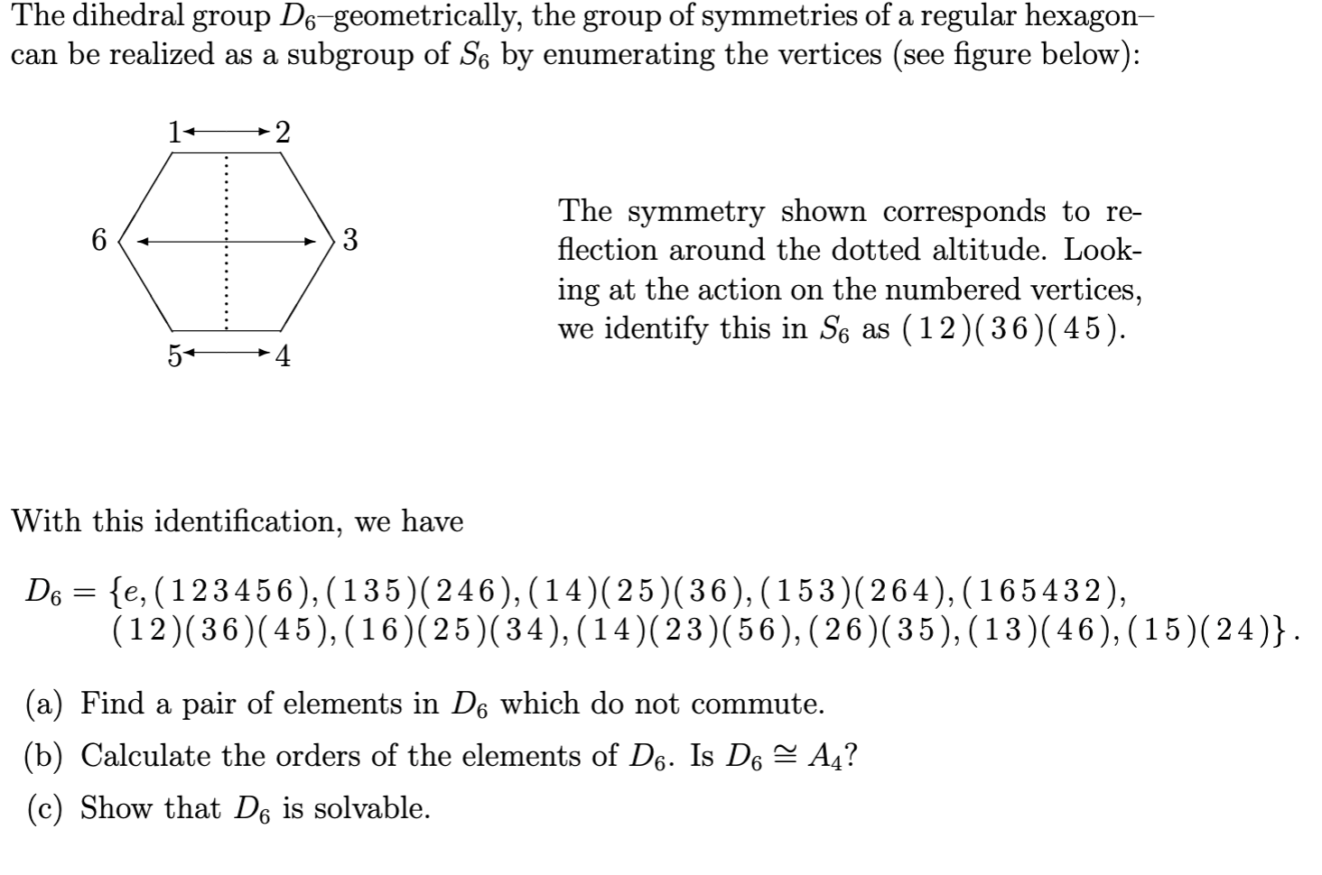 The dihedral group D6-geometrically, the group of | Chegg.com