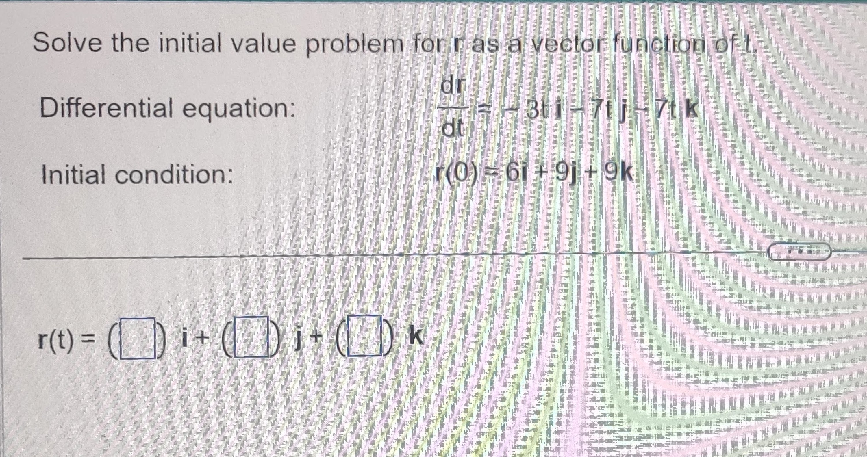 Solved Solve the initial value problem for r ﻿as a vector | Chegg.com