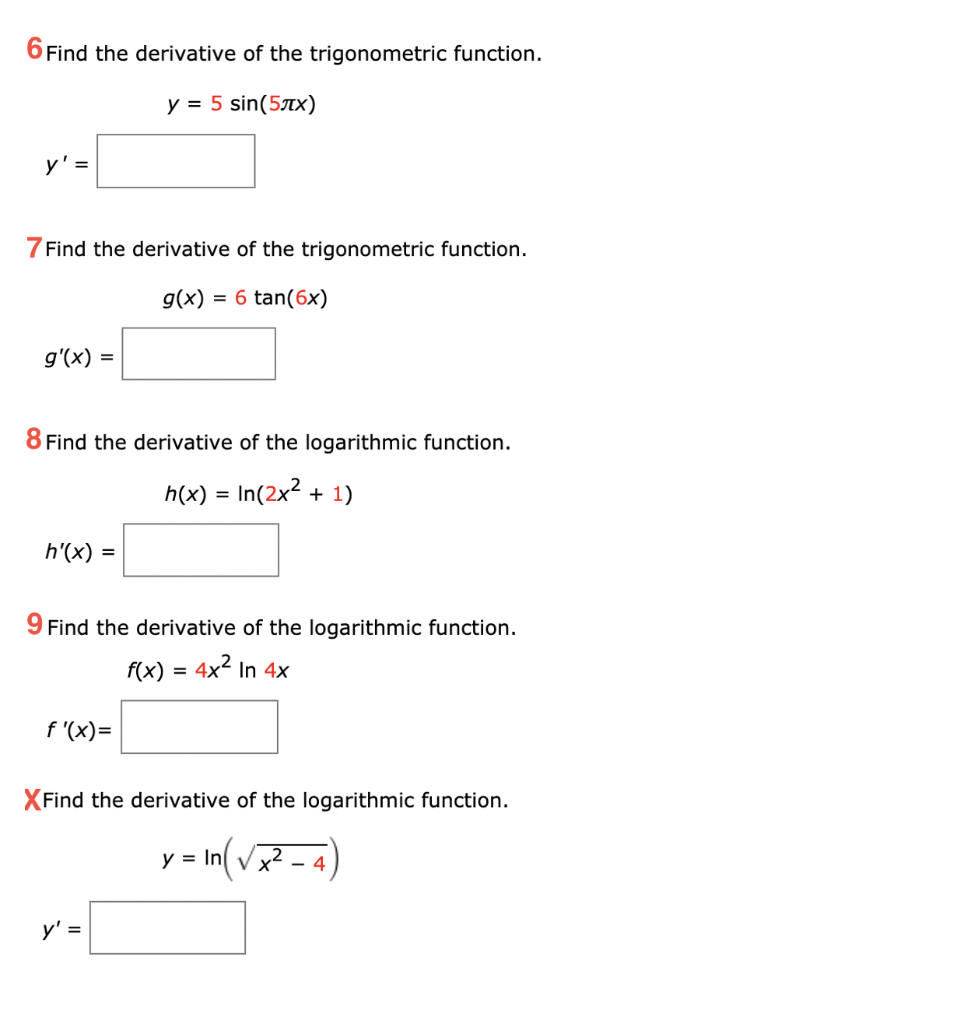 Solved 6 Find the derivative of the trigonometric function. | Chegg.com