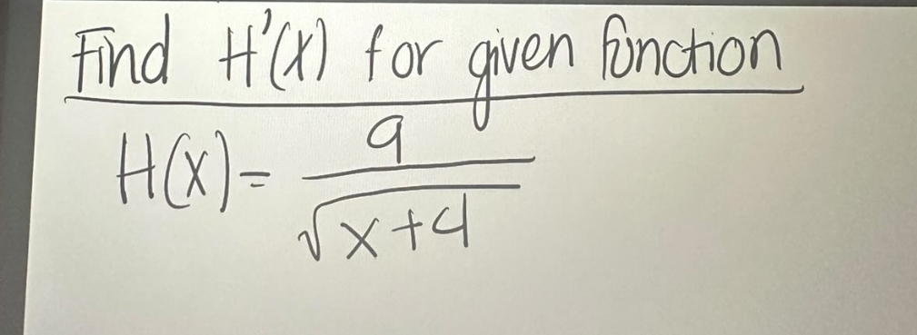 Solved Find H′(x) for given fonction H(x)=x+49 | Chegg.com