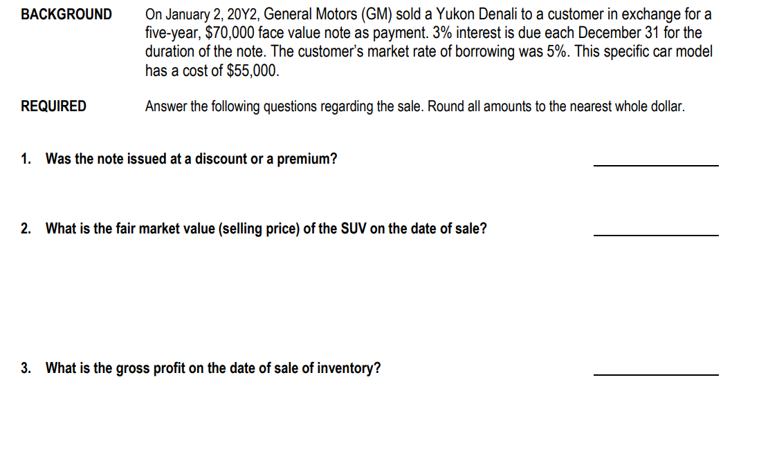 BACKGROUND On January 2, 2OY2, General Motors (GM) | Chegg.com