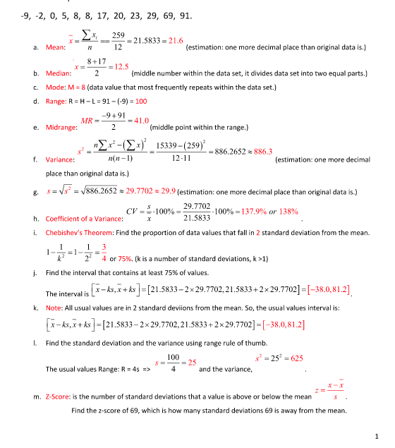 Solved -9, -2, 0, 5, 8, 8, 17, 20, 23, 29, 69, 91. Momie Ex | Chegg.com