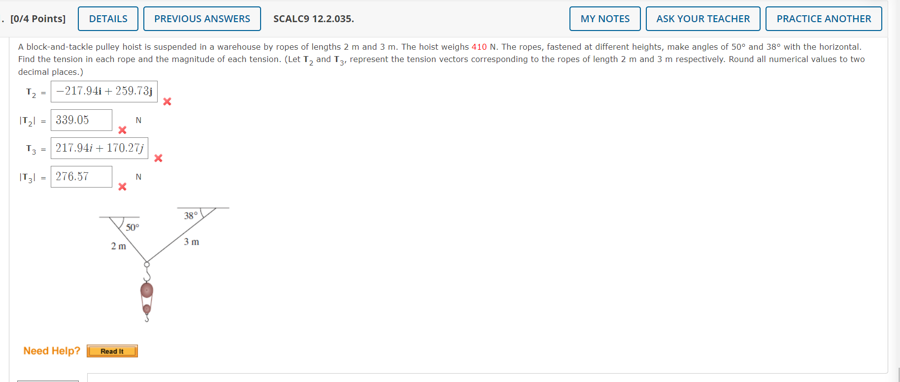 Solved A block-and-tackle pulley hoist is suspended in a | Chegg.com