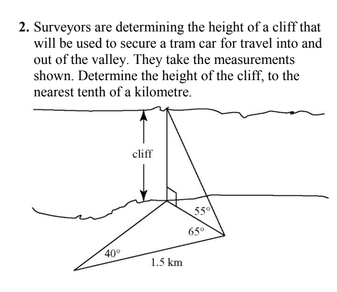 Solved 2. Surveyors are determining the height of a cliff | Chegg.com