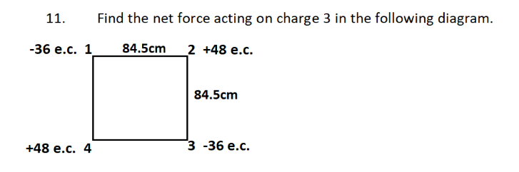 Solved 11. Find the net force acting on charge 3 in the | Chegg.com