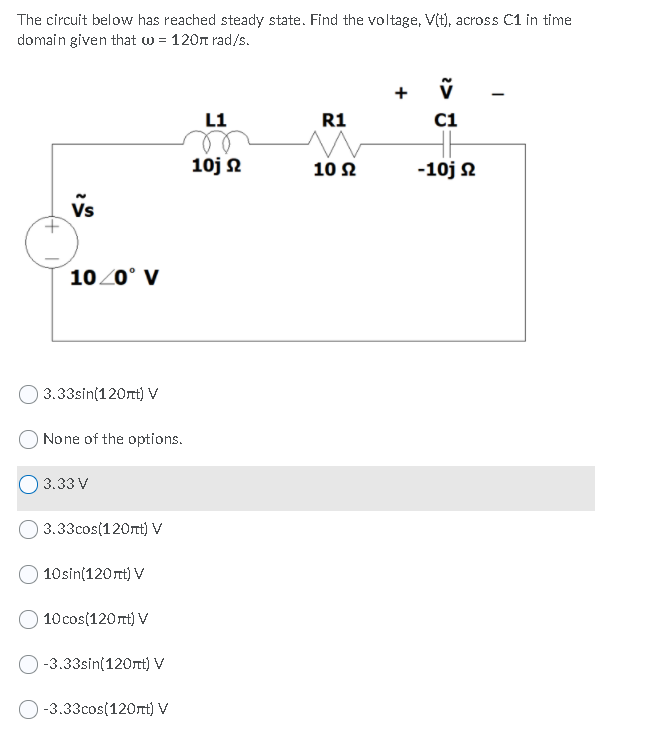 Solved The circuit below has reached steady state. Find the | Chegg.com