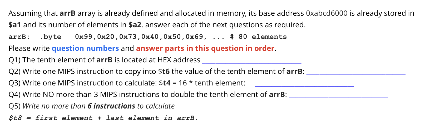 Solved arrB: Assuming that arrB array is already defined and | Chegg.com