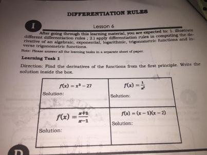 Solved Find the derivatives of the functions from the first | Chegg.com