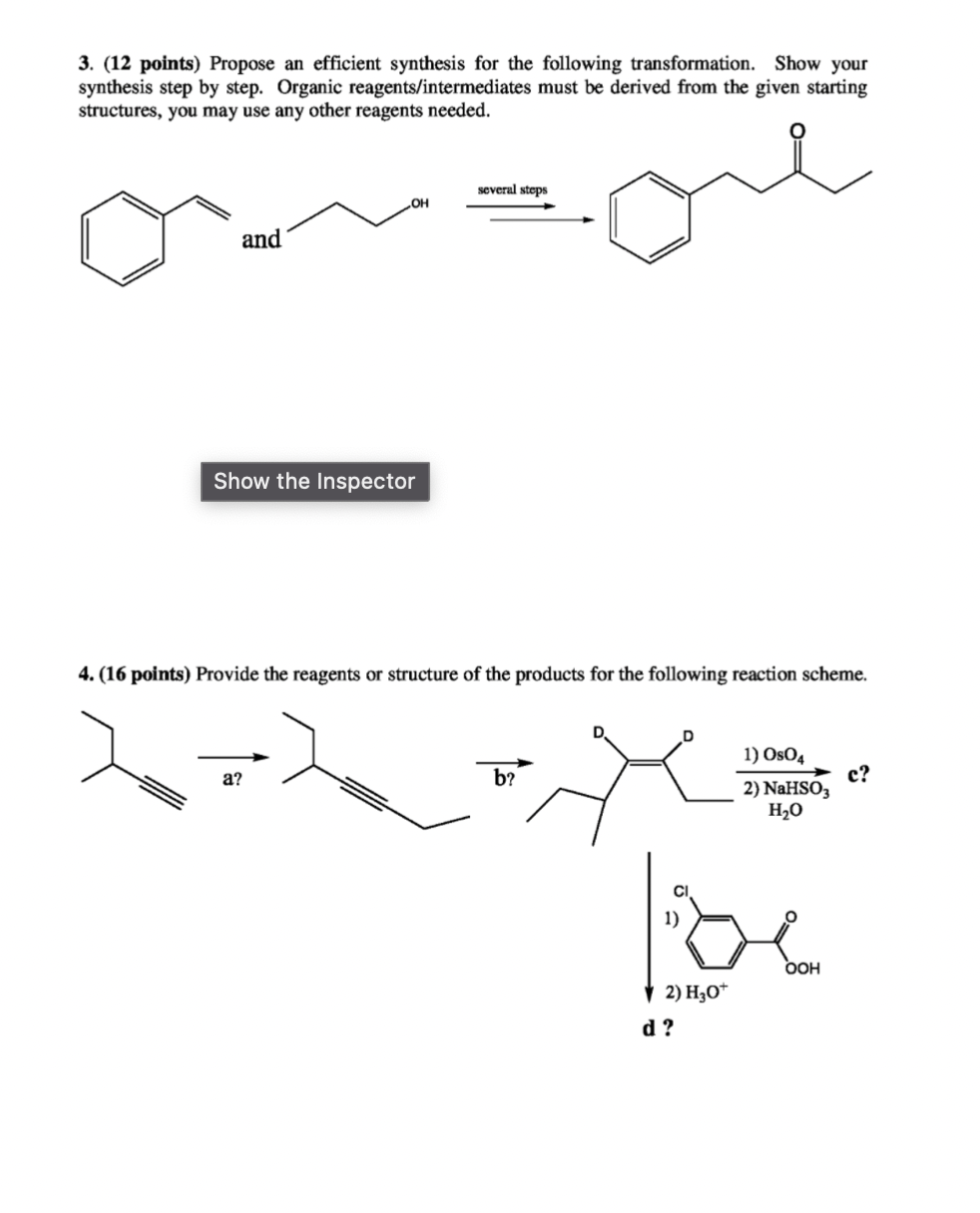 Solved 3. (12 points) Propose an efficient synthesis for the | Chegg.com