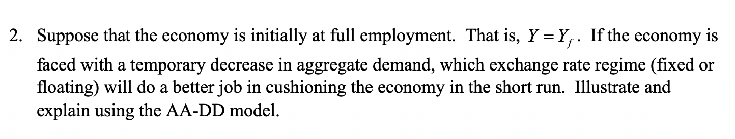 Solved 2. Suppose that the economy is initially at full | Chegg.com
