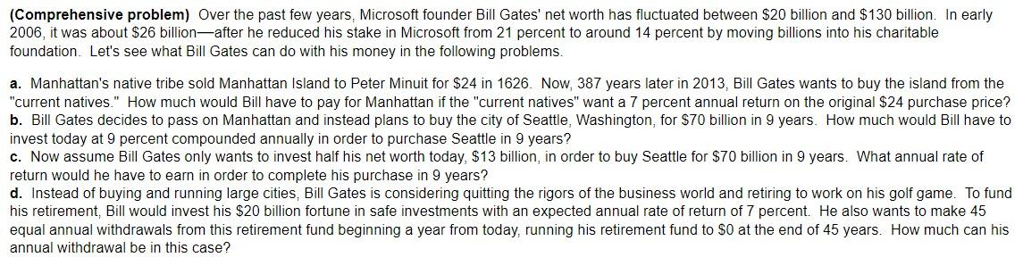 Solved (Comprehensive problem) Over the past few years, | Chegg.com