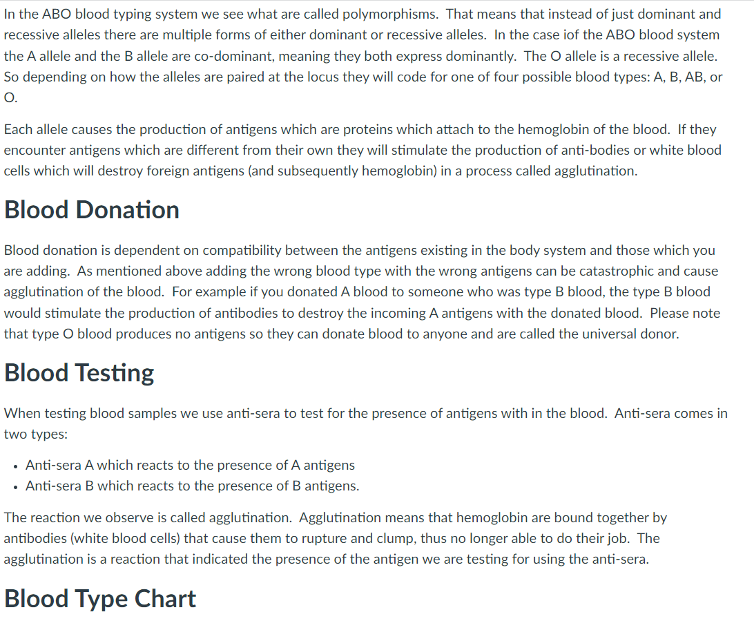 In the ABO blood typing system we see what are called | Chegg.com