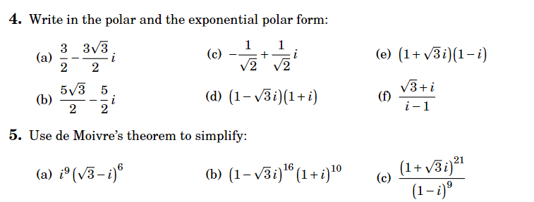 Solved 4. Write in the polar and the exponential polar form: | Chegg.com