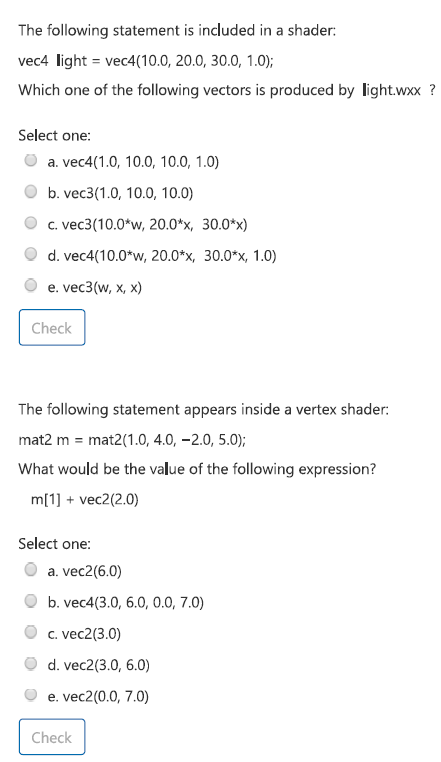 Solved The following statement is included in a shader: vec4 | Chegg.com