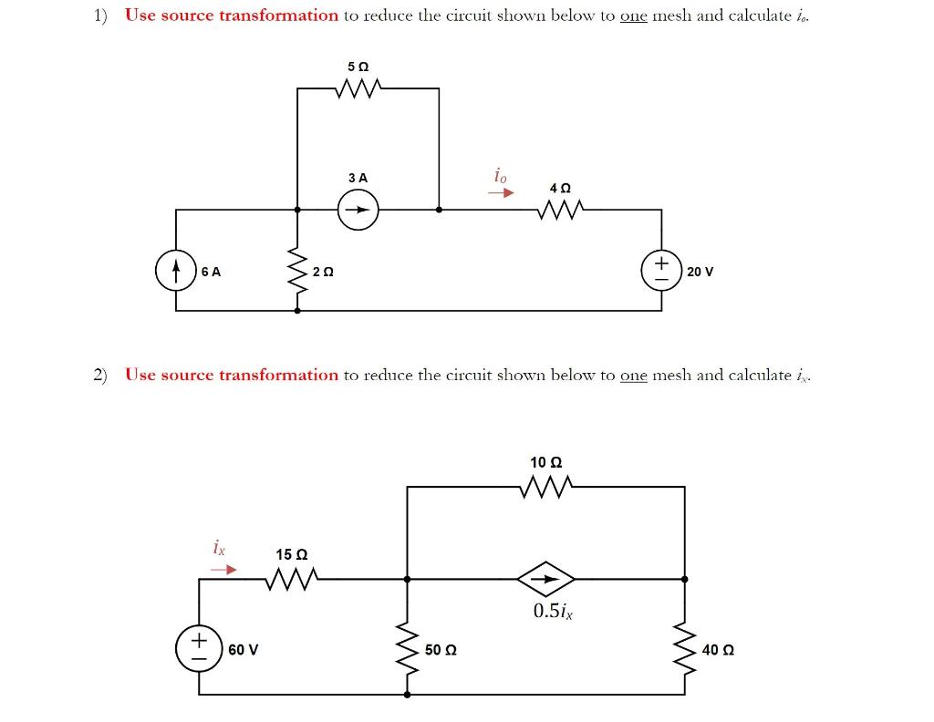 Solved 1) Use source transformation to reduce the circuit | Chegg.com