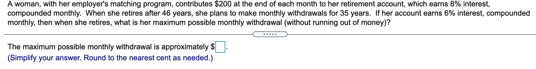 Solved A woman, with her employer's matching program, | Chegg.com