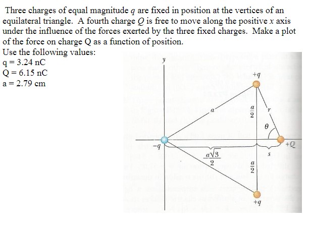 Solved Three charges of equal magnitude q are fixed in | Chegg.com