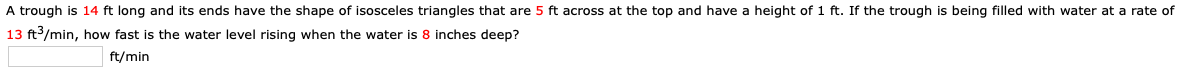 Solved A trough is 14 ft long and its ends have the shape of | Chegg.com