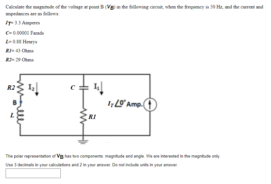 Solved Calculate the magnitude of the voltage at point B(VB) | Chegg.com