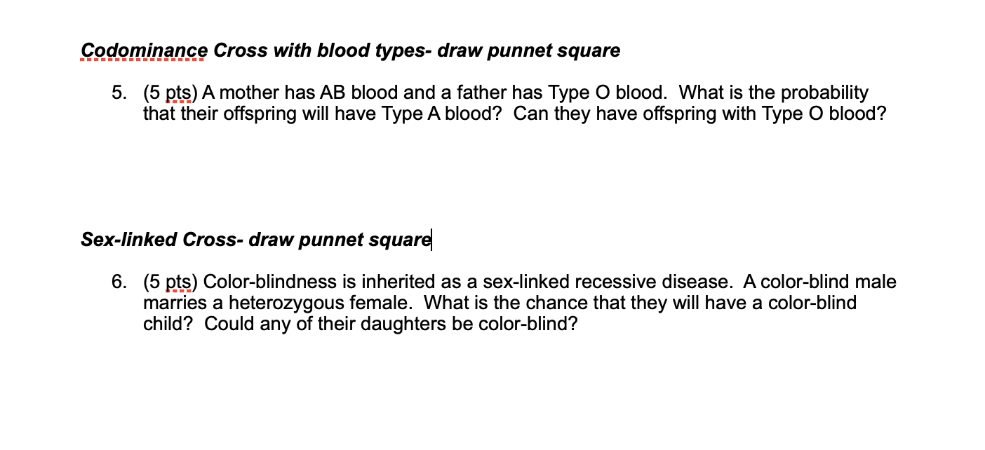 Solved Codominance Cross with blood types- draw punnet | Chegg.com