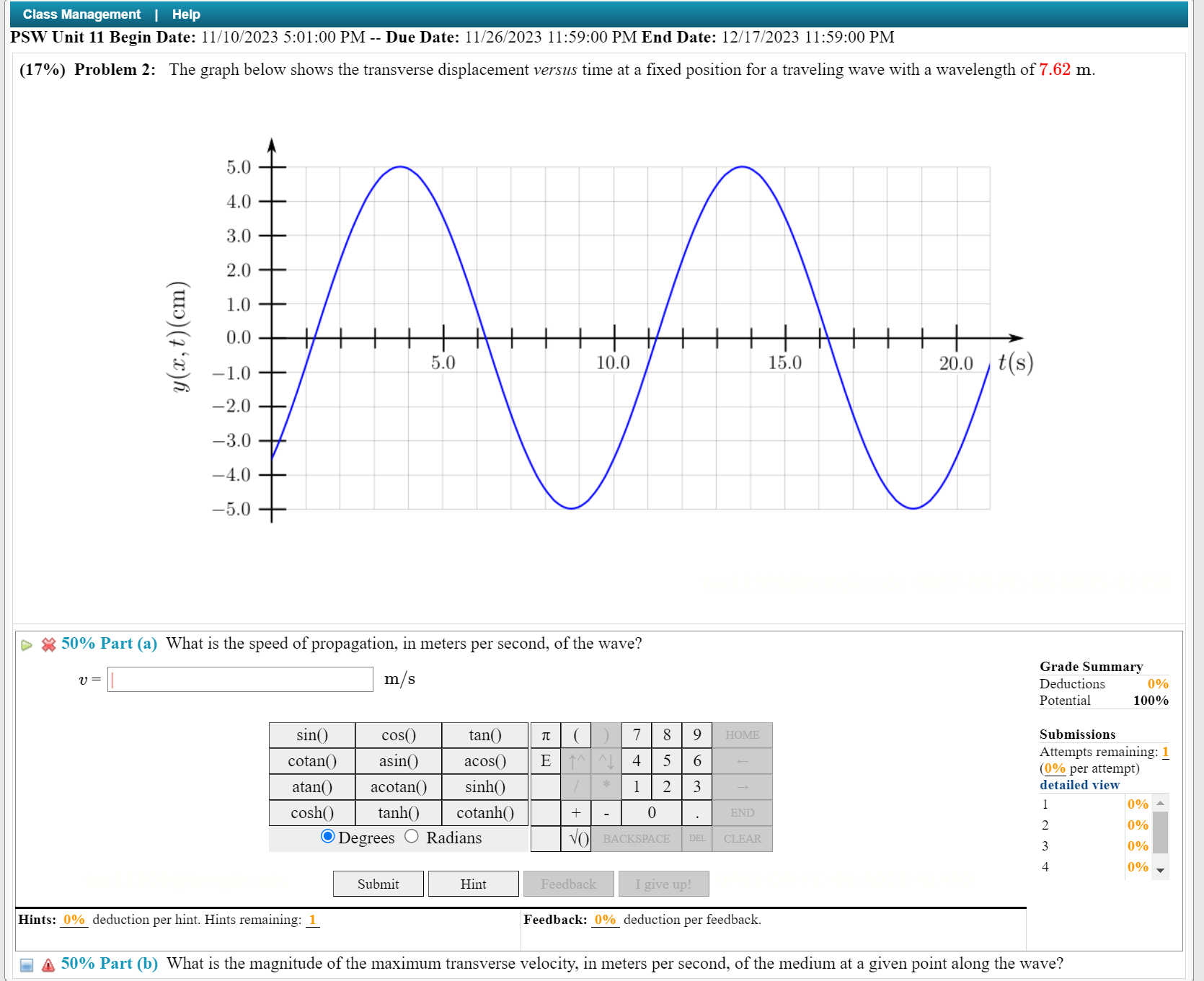He Graph Below Shows The Transverse Displacement