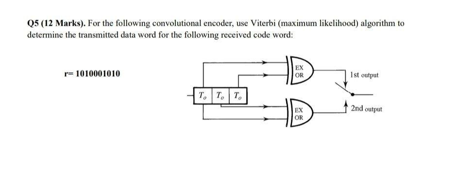 Q5 (12 Marks). For the following convolutional | Chegg.com