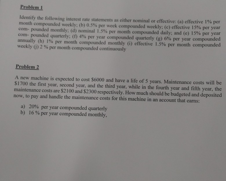 Solved Problem 1 Identify the following interest rate | Chegg.com