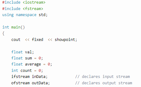 Solved // binds program variable inData to file | Chegg.com