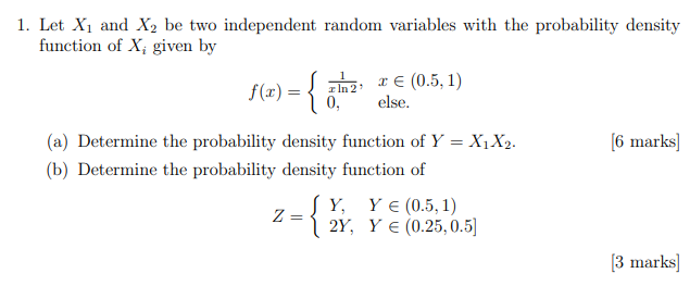 Solved 1. Let X1 and X2 be two independent random variables | Chegg.com
