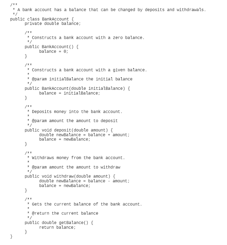 Solved Given The Class Bankaccount Bankaccount Java D Chegg