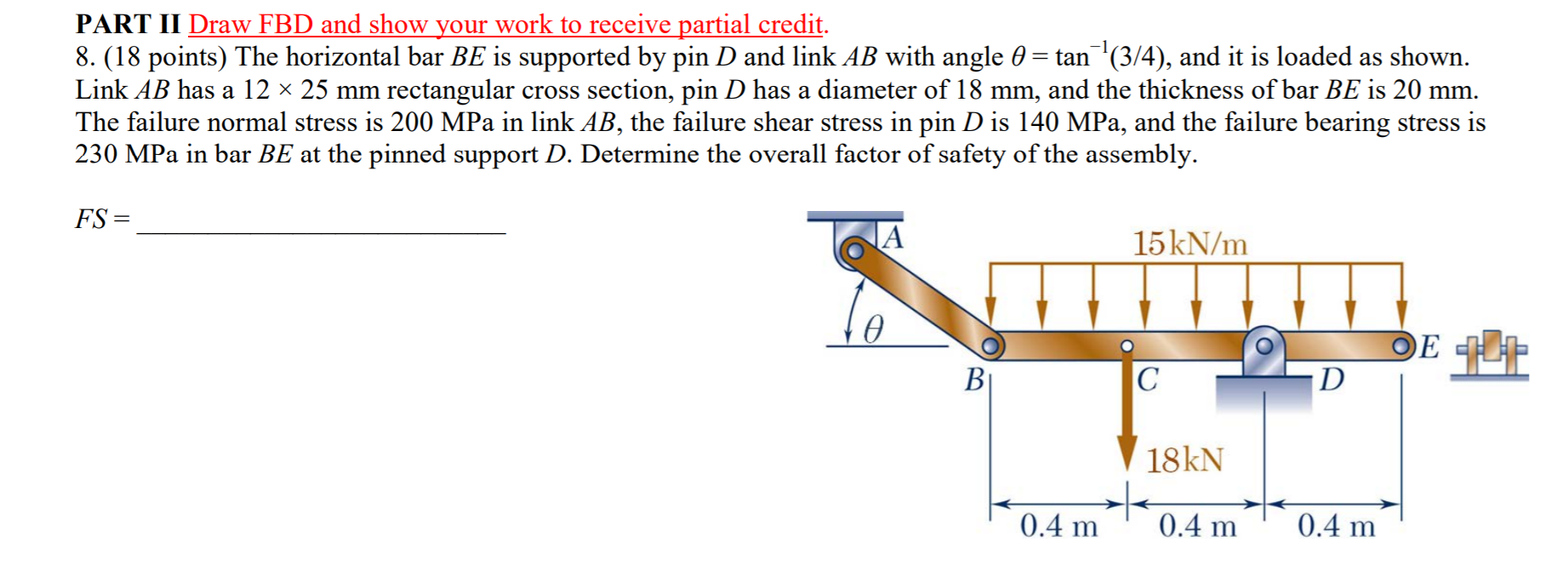 Solved PART II Draw FBD and show your work to receive | Chegg.com