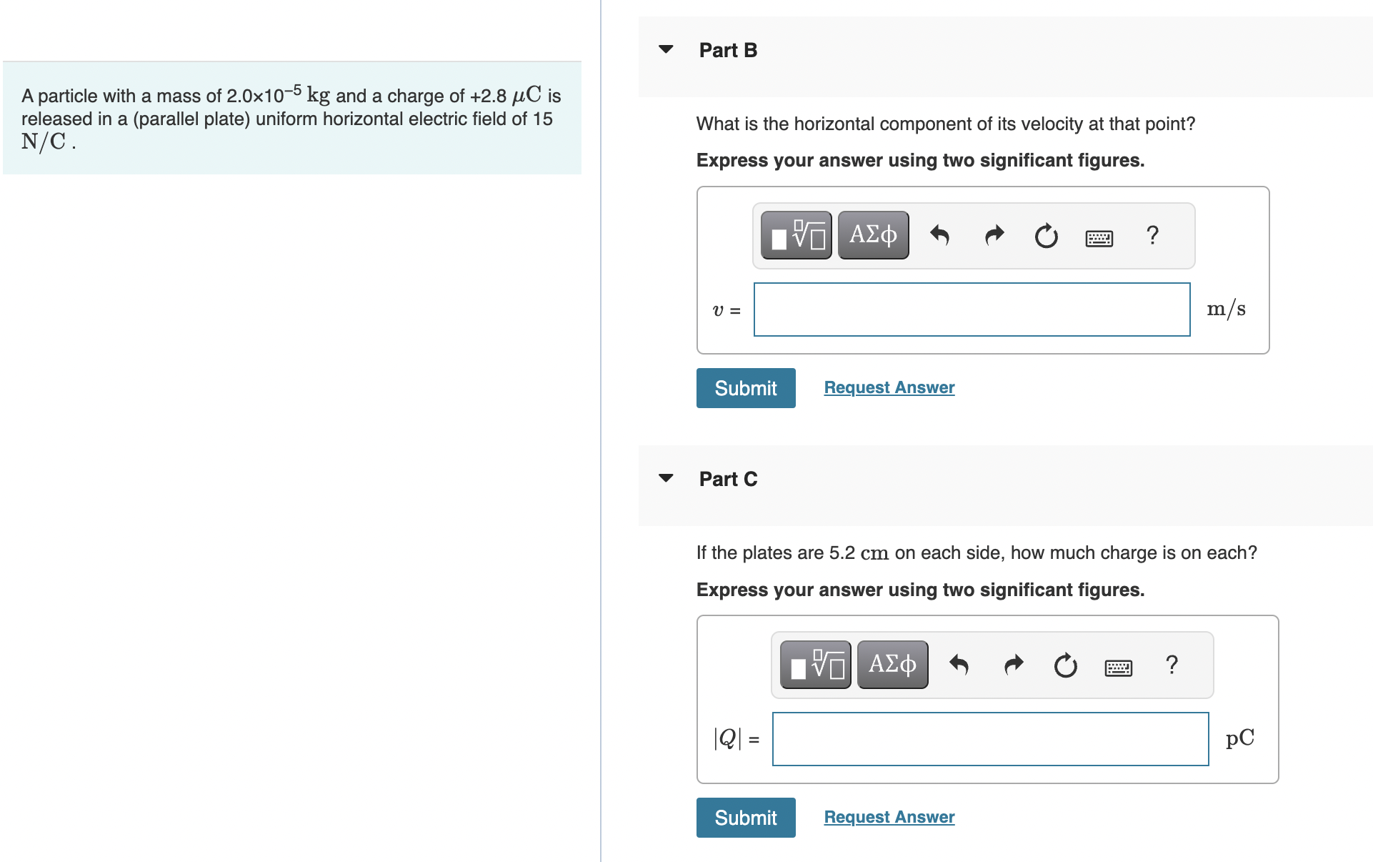 Solved Part BA particle with a mass of 2.0×10-5kg ﻿and a | Chegg.com