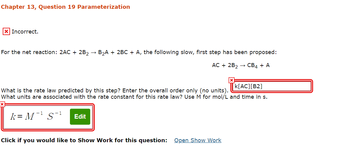Solved Chapter 13 Question 19 Parameterization X Incorrect