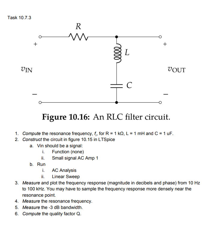 Solved Task 10.7.3 R M + + lll L VIN VOUT C Figure 10.16: An | Chegg.com