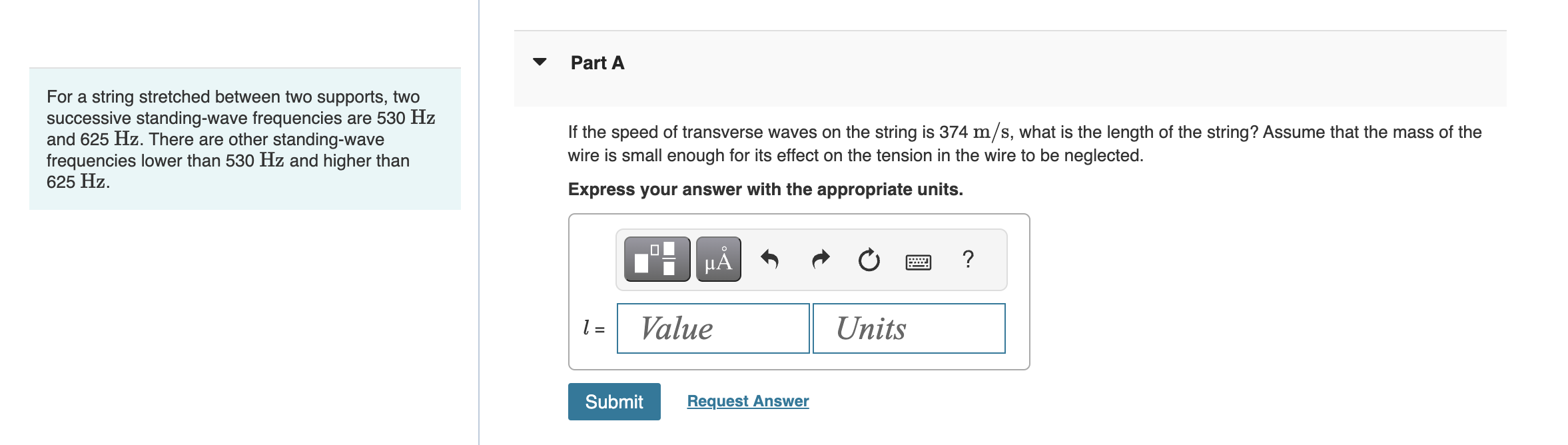 Solved For a string stretched between two supports, | Chegg.com