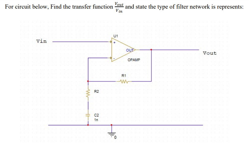 Solved For circuit below, Find the transfer function Vin | Chegg.com