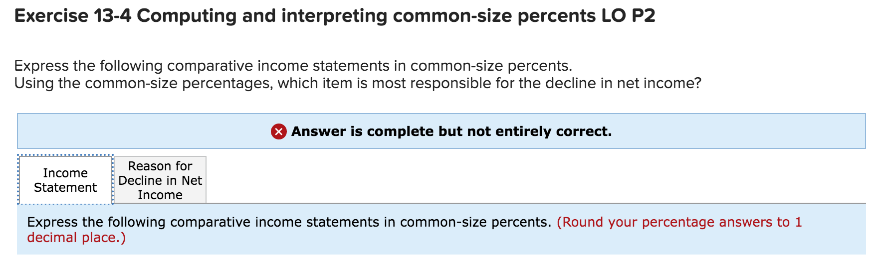 Solved Exercise 13−4 Computing and interpreting common-size | Chegg.com