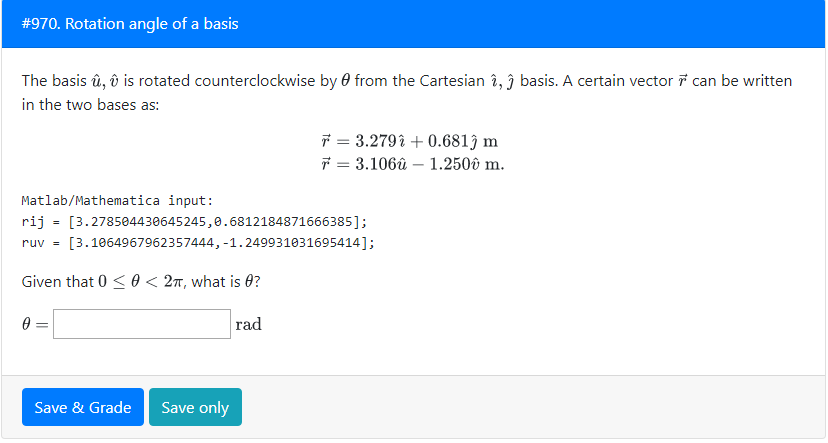 Solved #970. Rotation angle of a basis The basis û, is | Chegg.com