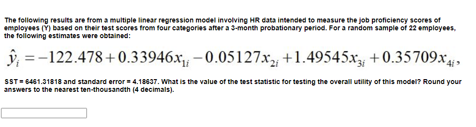 Solved The following results are from a multiple linear | Chegg.com