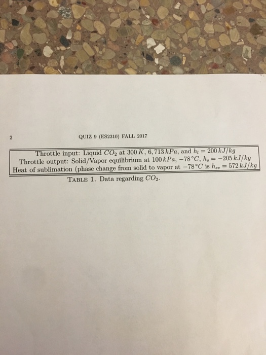 Solved FIGURE 1. A throttle for making dry ice from liquid | Chegg.com
