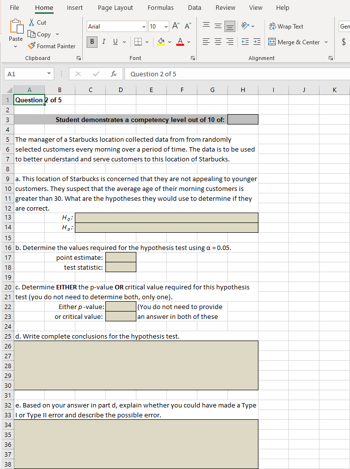 Solved File Home Insert Page Layout Formulas Data Review | Chegg.com