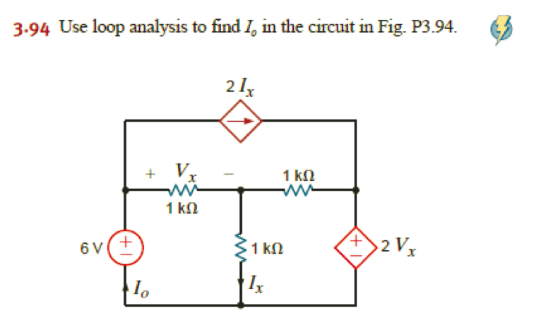 Solved 394 Use Loop Analysis To Find I In The Circuit In