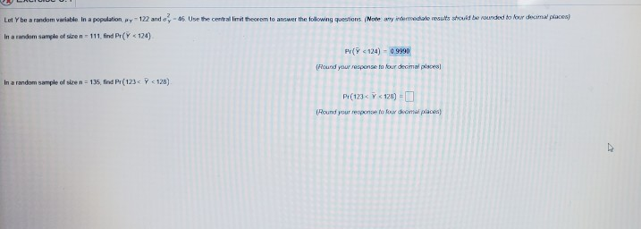 Solved Let Ybe A Random Variable In A Population 122 And 