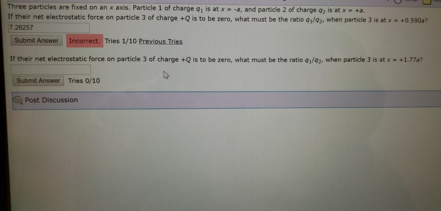 Solved Three particles are fixed on an x axis. Particle 1 of | Chegg.com